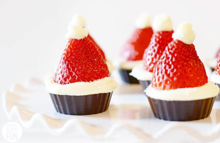 Santa Hat Cheesecake Bites ⋆ No Bake ⋆ Sprinkle Some Fun