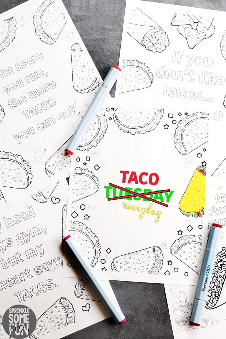 5 FREE Funny Taco Quotes Coloring Pages ⋆ Sprinkle Some Fun