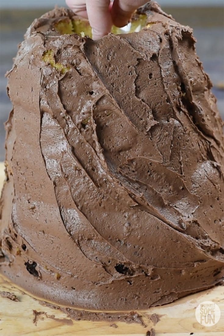 Volcano Cake with Steam & Dinosaurs ⋆ Sprinkle Some Fun